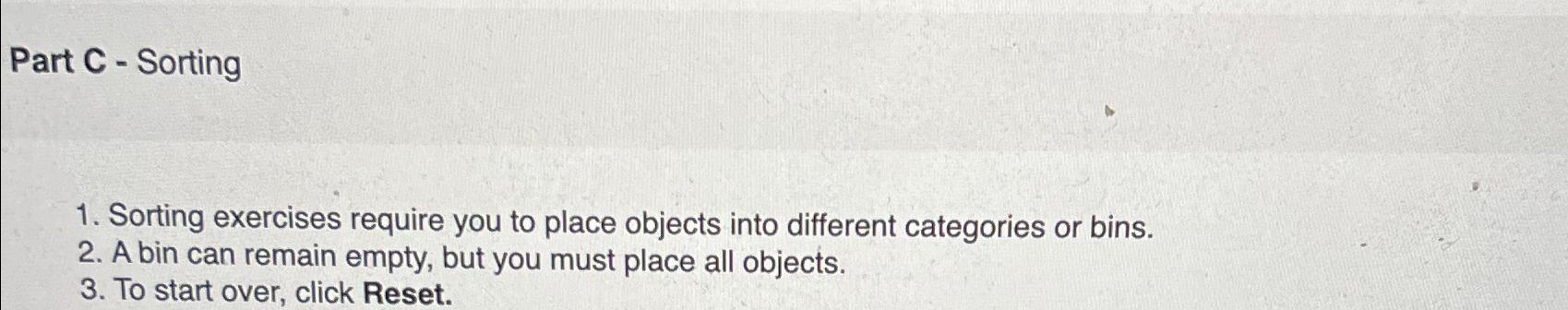 Solved Part C - ﻿SortingSorting exercises require you to | Chegg.com