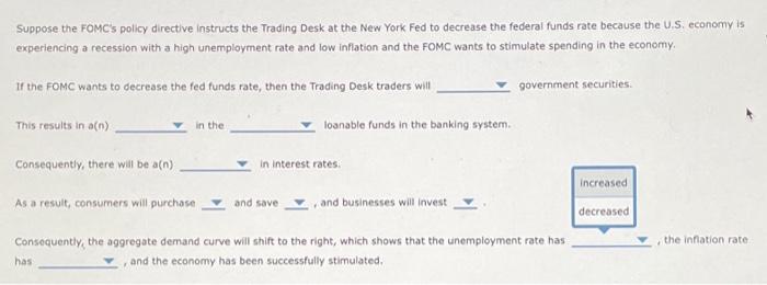 Solved Suppose the FOMC's policy directive instructs the | Chegg.com