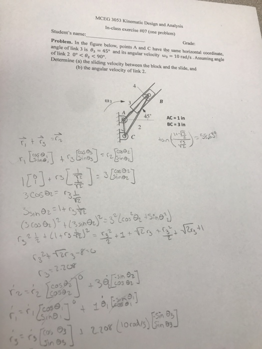 Solved MCEG 3053 Kinematic Design and Analysis In-class | Chegg.com