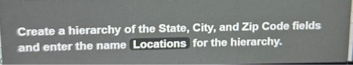Create a hierarchy of the State, City, and Zip Code | Chegg.com