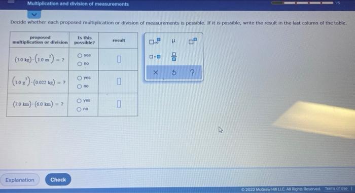 Solved Multiplication and division of measurements Decide | Chegg.com