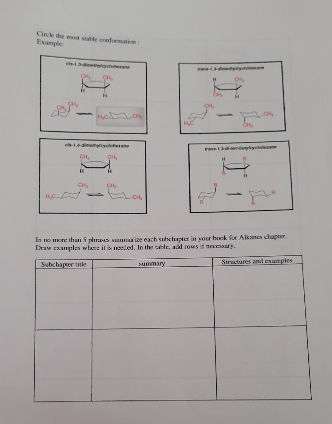 Solved Circle the most stable conformation Example: In no | Chegg.com
