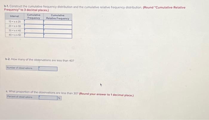 Solved b-1. Construct the cumulative frequency distribution | Chegg.com Solved b-1. Construct the cumulative frequency distribution | Chegg.com
