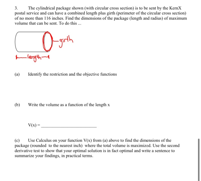 Solved 3. The cylindrical package shown (with circular cross | Chegg.com