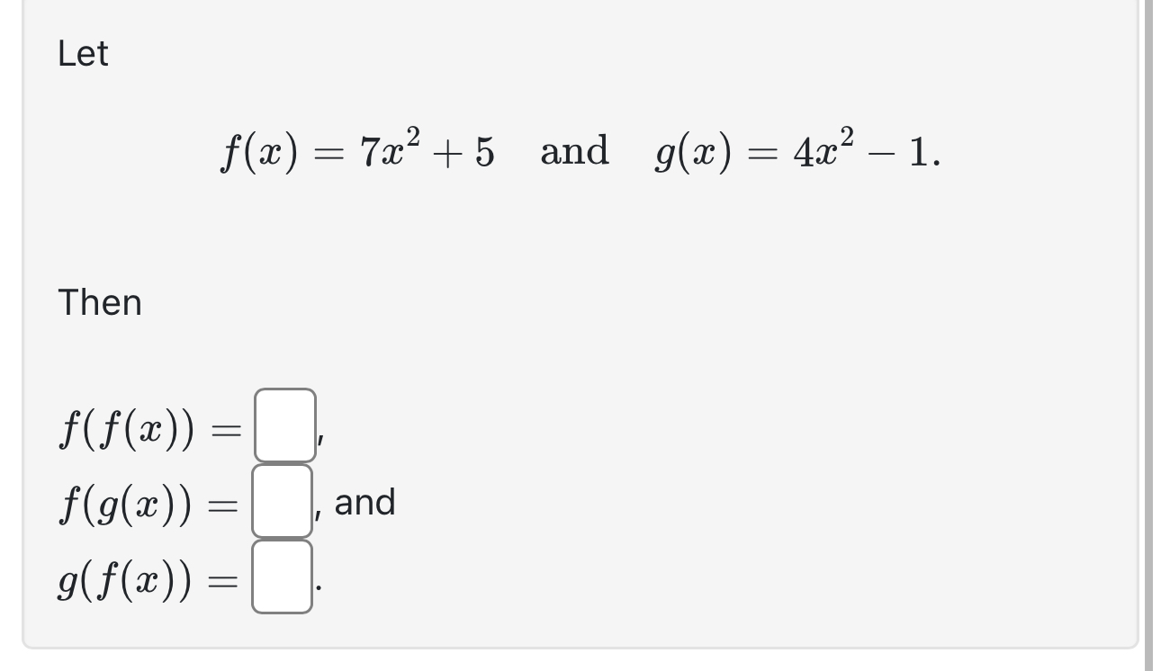 Solved Letf(x)=7x2+5, ﻿and | Chegg.com