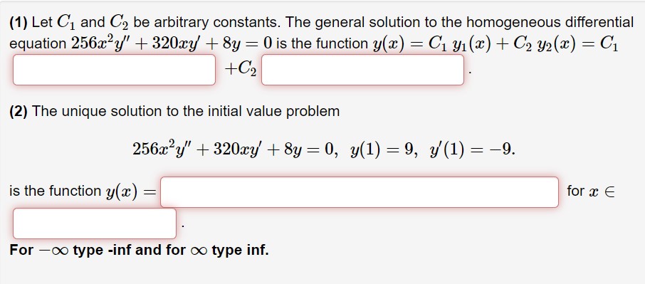 Solved (1) ﻿Let C1 ﻿and C2 ﻿be arbitrary constants. The | Chegg.com
