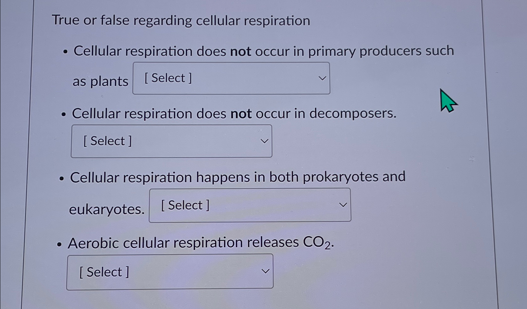 Solved True or false regarding cellular respirationCellular | Chegg.com