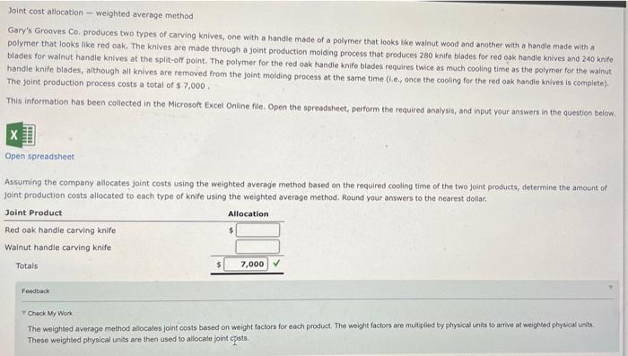Solved Joint cost allocation - weighted average method | Chegg.com