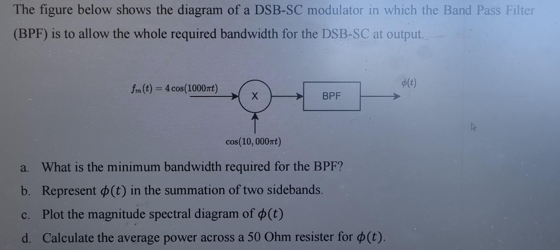 The figure below shows the diagram of a DSB-SC | Chegg.com