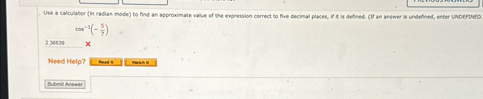 Solved Use a calculator (in radian mode) ﻿to find an | Chegg.com