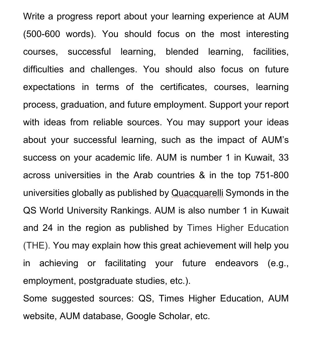 Solved Write a progress report about your learning | Chegg.com