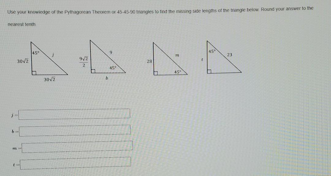 Solved Use your knowledge of the Pythagorean Theorem or | Chegg.com