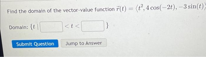 Solved Find the domain of the vector-value function | Chegg.com