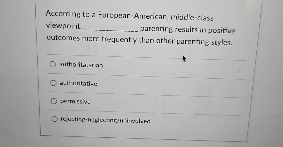 Solved According to a European-American, middle-class | Chegg.com