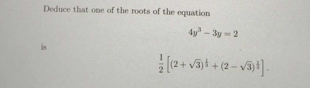 Solved Deduce that one of the roots of the | Chegg.com