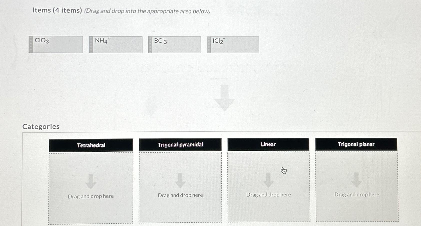 Solved Items (4 ﻿items) (Drag and drop into the appropriate | Chegg.com