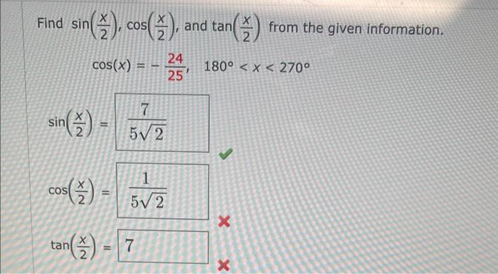 Solved Find sin(2x),cos(2x), and tan(2x) from the given | Chegg.com