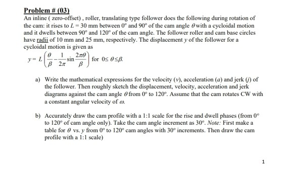Solved Problem # (03) An inline ( zero-offset), roller, | Chegg.com