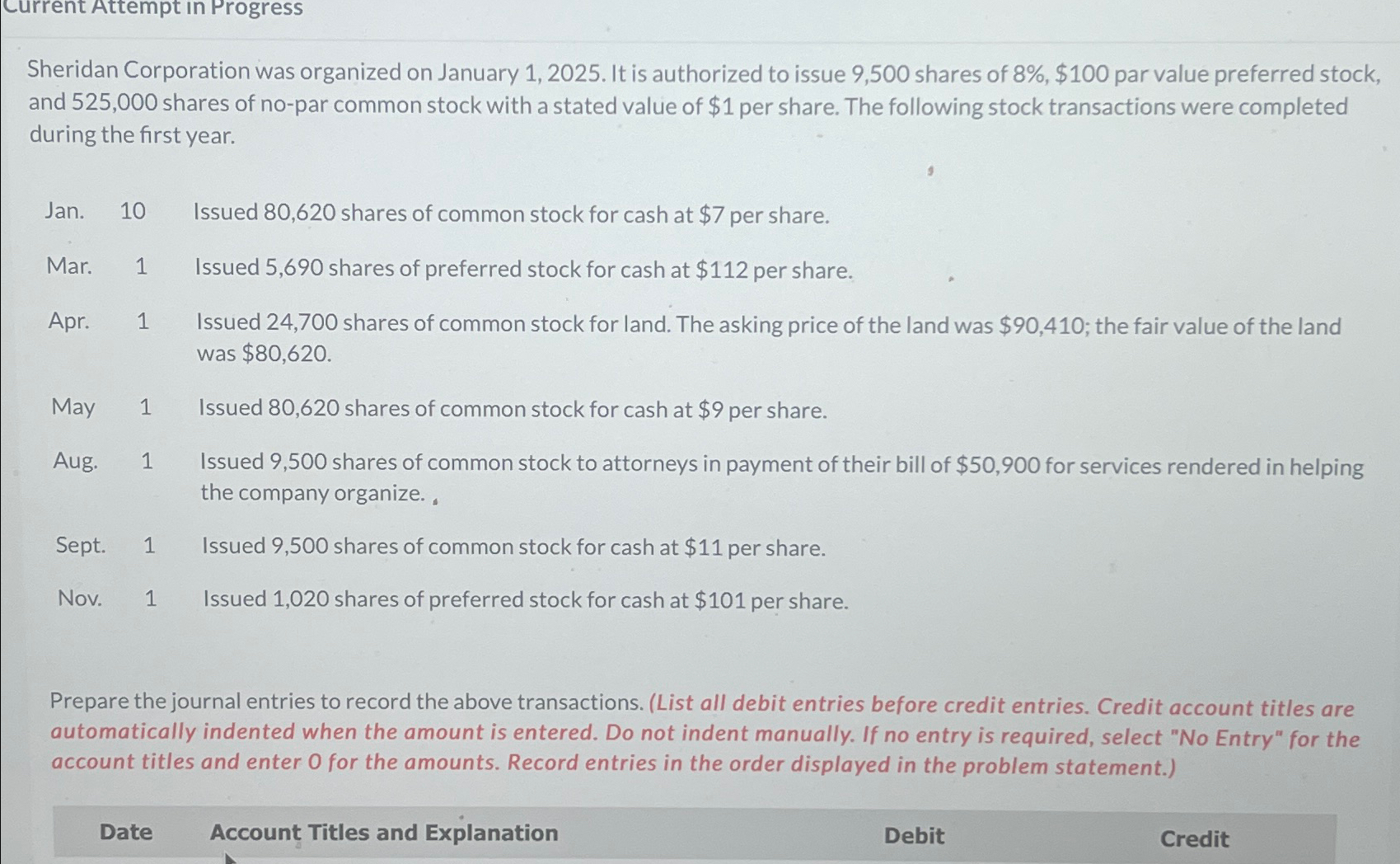 Solved Sheridan Corporation was organized on January | Chegg.com