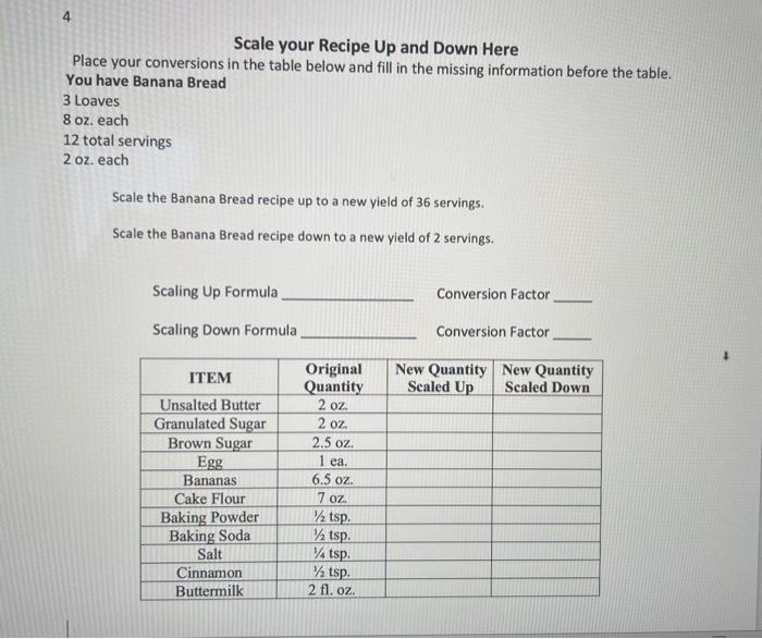 Solved Scale your Recipe Up and Down Here Place your | Chegg.com
