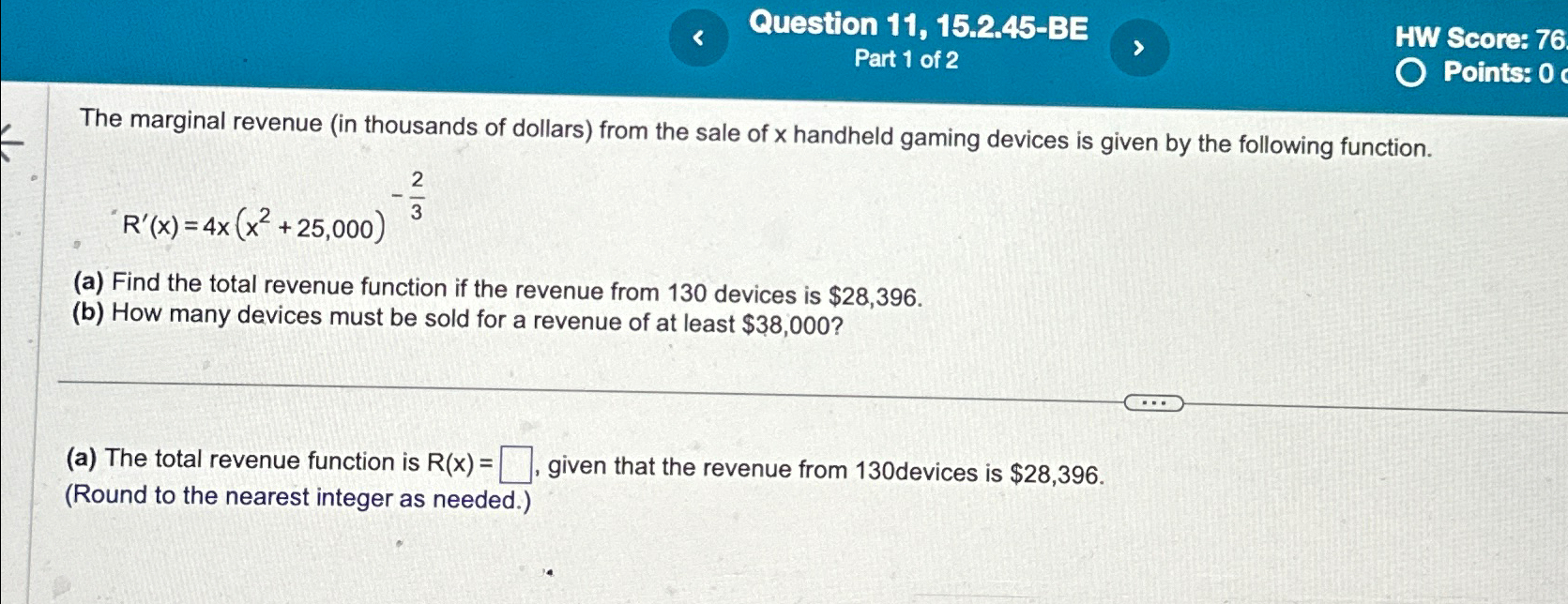 Solved Question 11, 15.2.45-BEPart 1 ﻿of 2HW Score: | Chegg.com