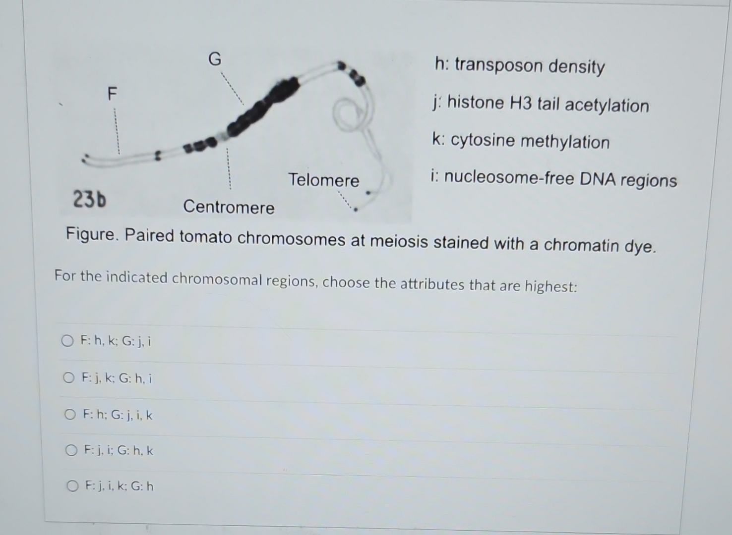 Solved h: transposon densityj: histone H3 ﻿tail | Chegg.com