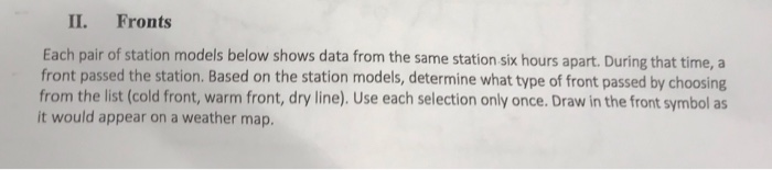 Solved II. Fronts Each pair of station models below shows | Chegg.com