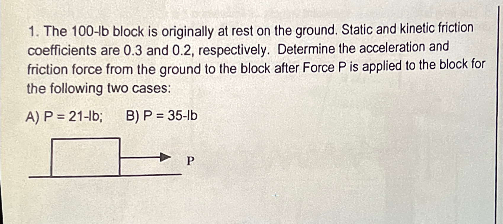 Solved The 100-lb ﻿block is originally at rest on the | Chegg.com