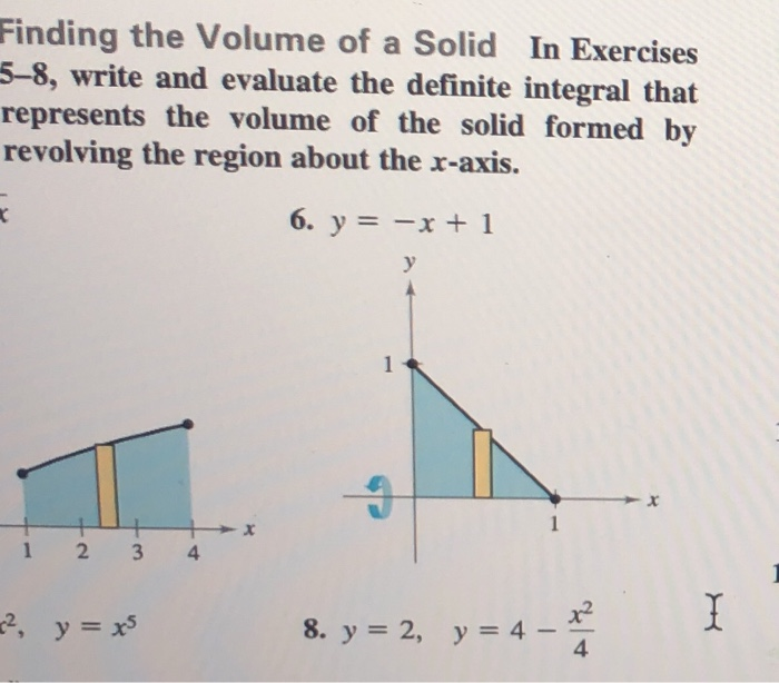 Solved Finding the Volume of a Solid In Exercises 5–8, write | Chegg.com