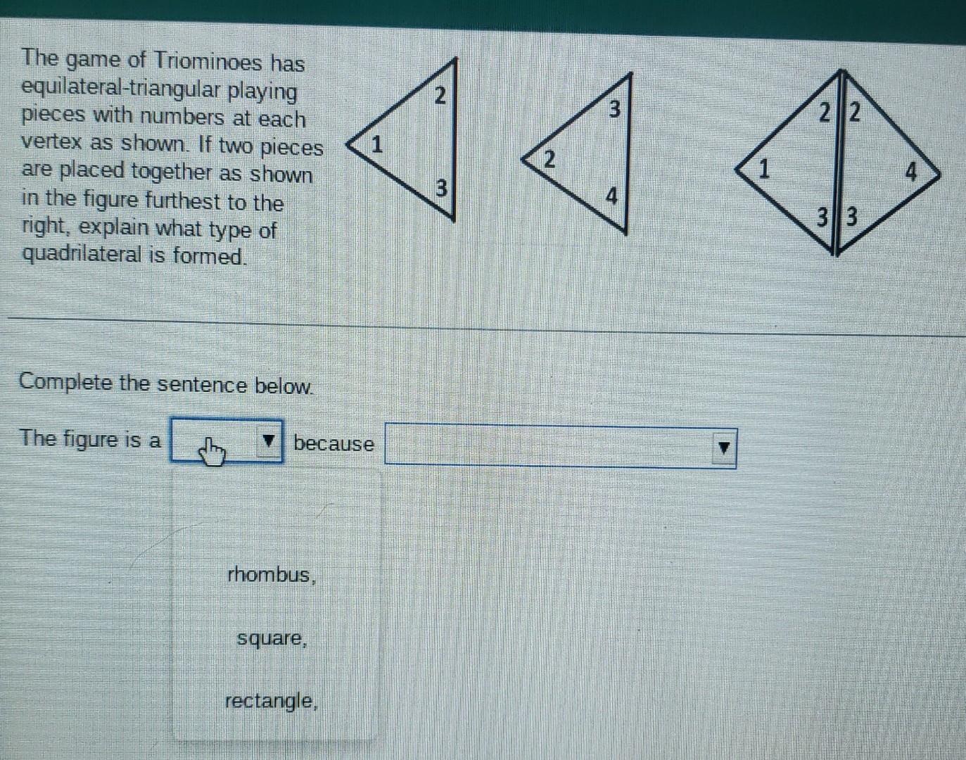Solved The game of Triominoes has equilateral-triangular | Chegg.com