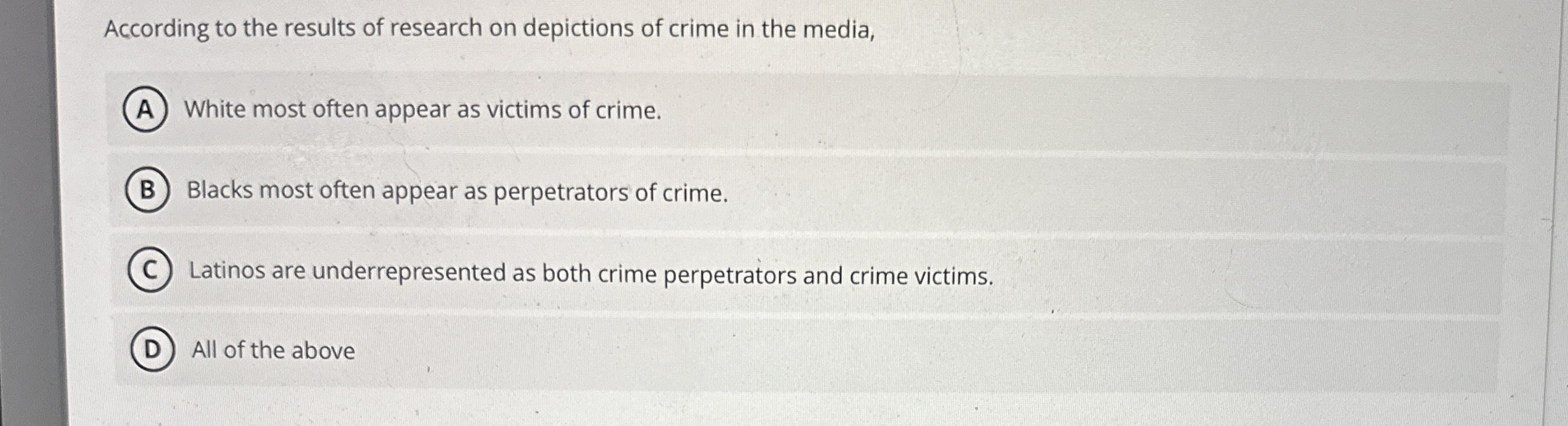 Solved According to the results of research on depictions of | Chegg.com