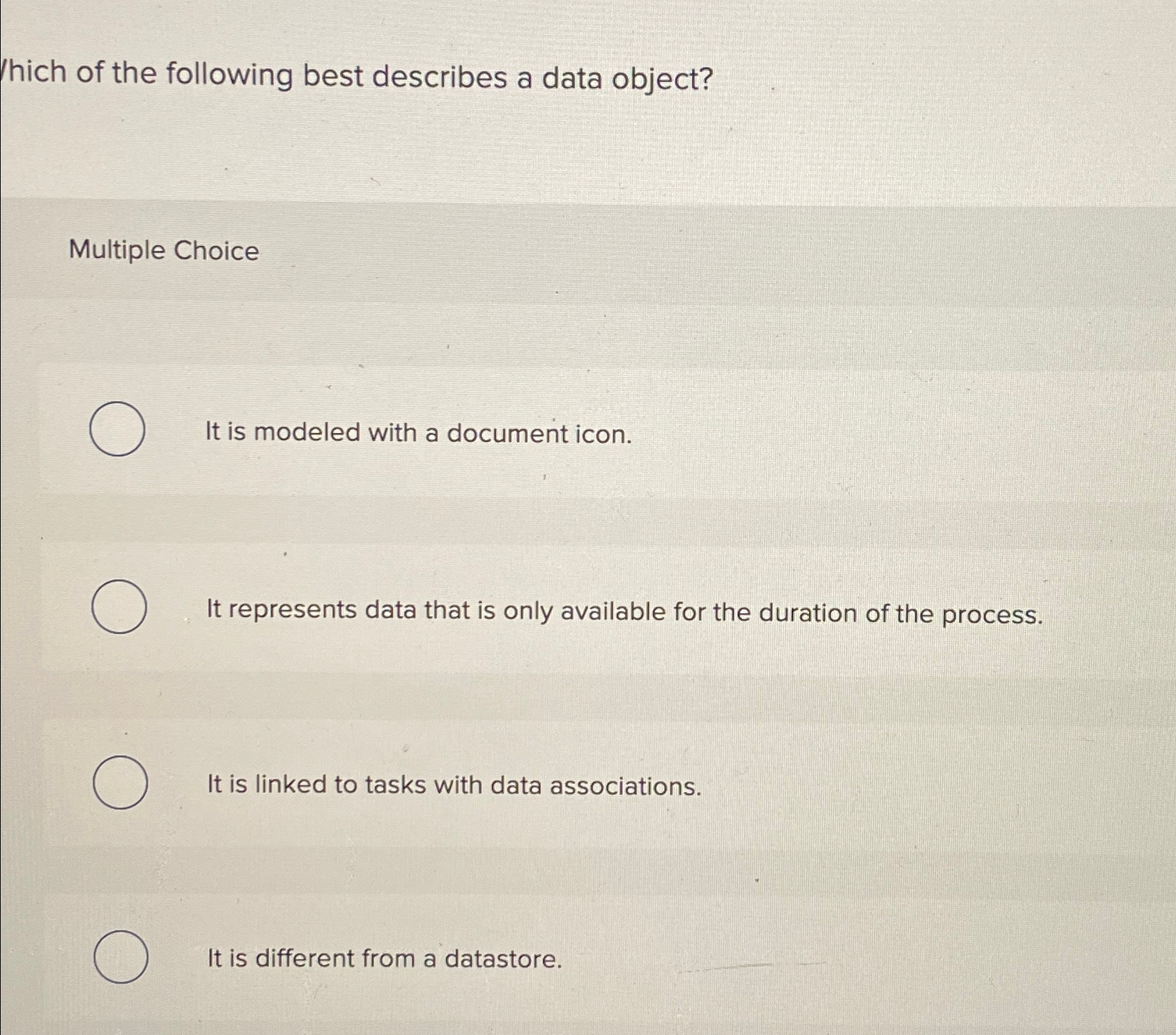 Solved hich of the following best describes a data | Chegg.com
