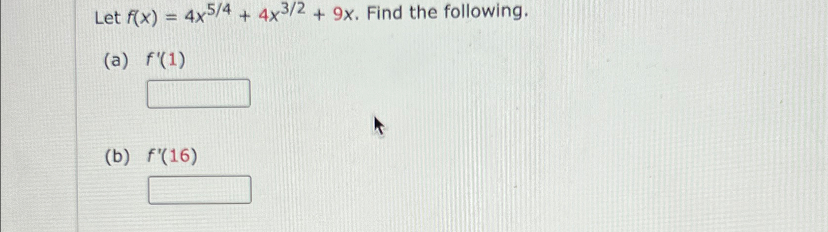 Solved Let f(x)=4x54+4x32+9x. ﻿Find the | Chegg.com