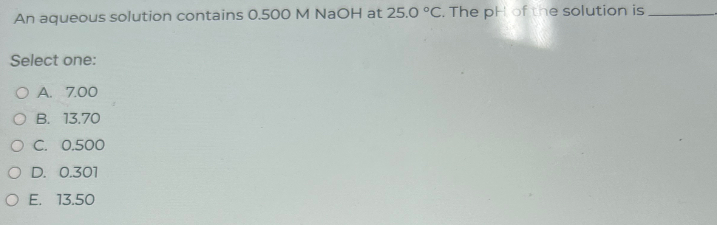Solved An aqueous solution contains 0.500 ﻿M NaOH at 25.0°C. | Chegg.com