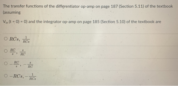 Solved The transfer functions of the differentiator op-amp | Chegg.com