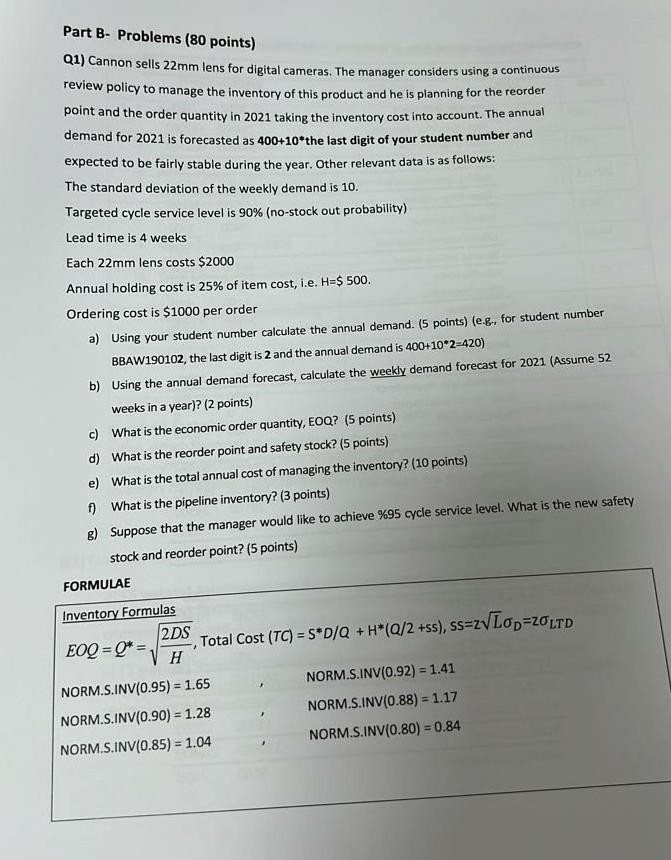 Solved Part B-Problems ( 80 points) Q1) Cannon sells 22 mm | Chegg.com