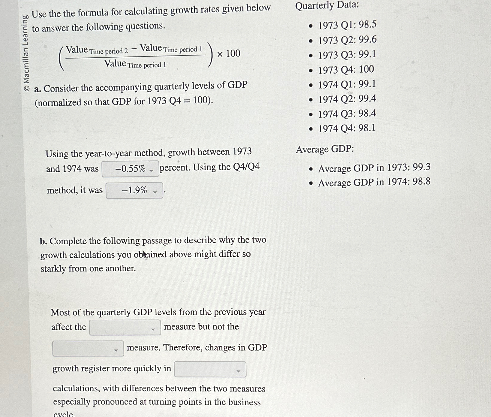 Solved Use the the formula for calculating growth rates | Chegg.com
