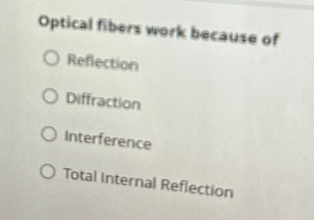 Solved Optical fibers work because | Chegg.com