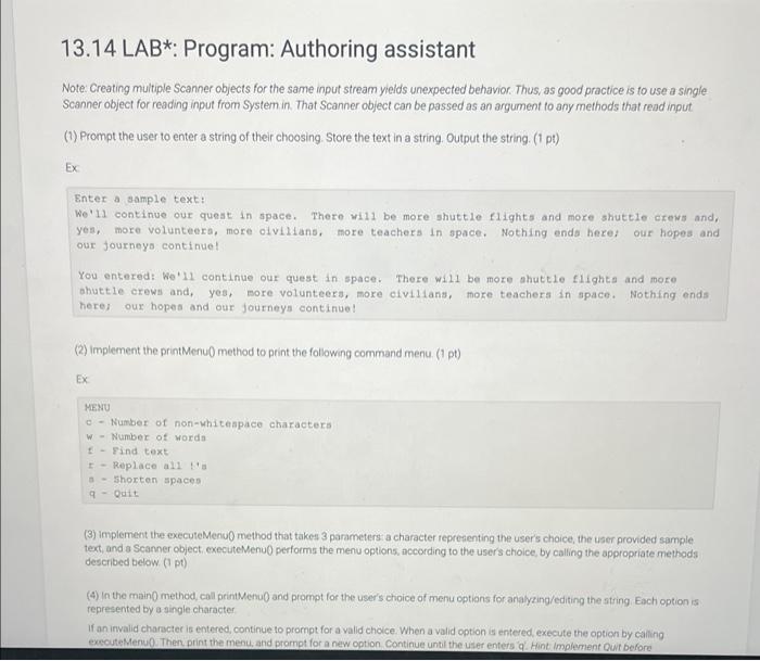 Solved 13.14 LAB*: Program: Authoring assistant Note: | Chegg.com