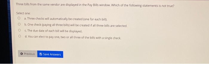 Solved Three bills from the same vendor are displayed in the | Chegg.com