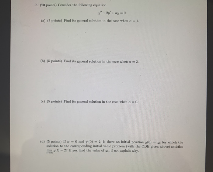 Solved 3. (20 points) Consider the following equation 1 + 2y | Chegg.com