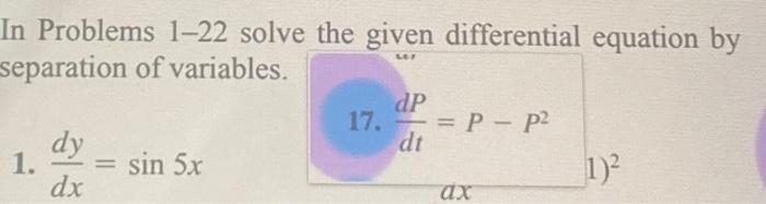 Solved In Problems 1-22 solve the given differential | Chegg.com