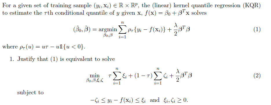 Solved For a given set of training sample (yi,xi)inR×Rp, | Chegg.com