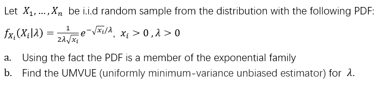 Solved Let x1,dots,xn ﻿be i.i.d random sample from the | Chegg.com