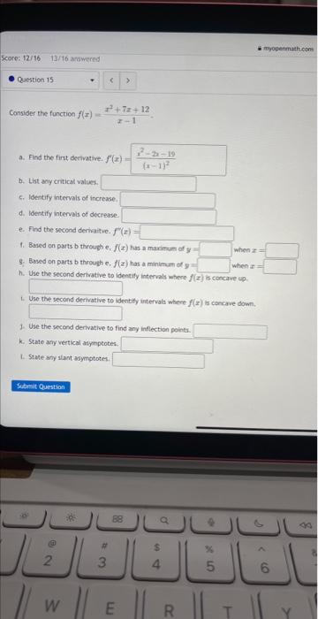 Solved Consider the function f(x) = (x ^ 2 + 7x + 12)/(x - | Chegg.com