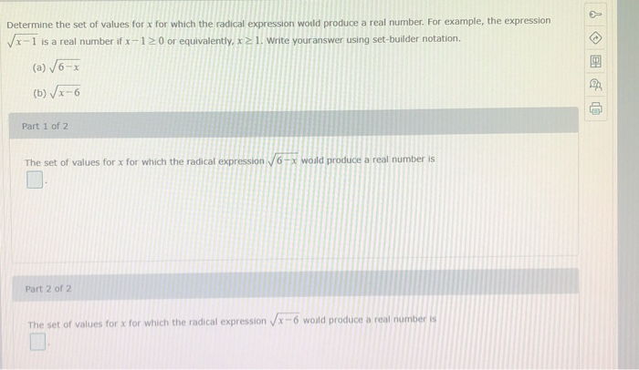 Solved Determine the set of values for x for which the | Chegg.com