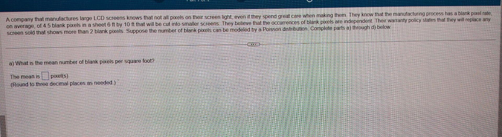 Solved screen sold that shows more than 2 blank pixels. | Chegg.com
