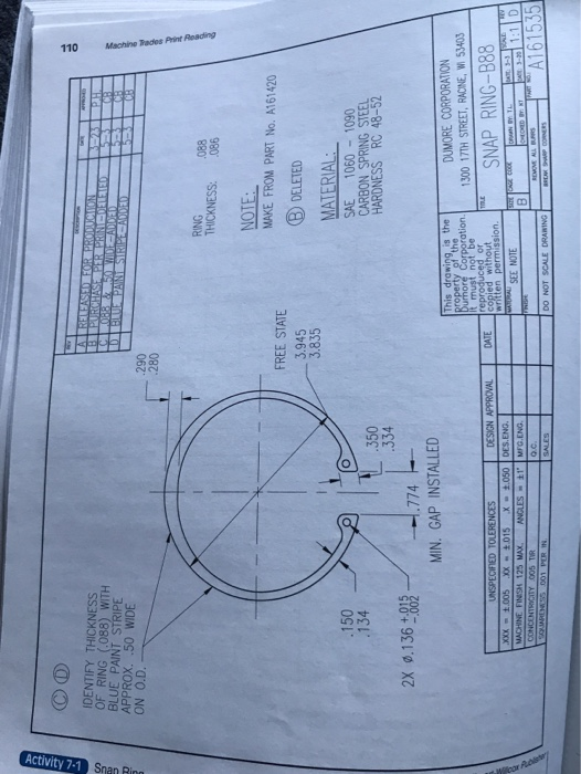 Unit 7 Dimensions and Tolerances 111 Date Name Class | Chegg.com