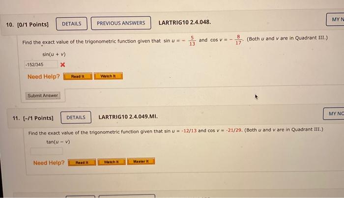 Solved MYN 10. [O/1 Points) DETAILS PREVIOUS ANSWERS | Chegg.com Solved MYN 10. [O/1 Points) DETAILS PREVIOUS ANSWERS | Chegg.com