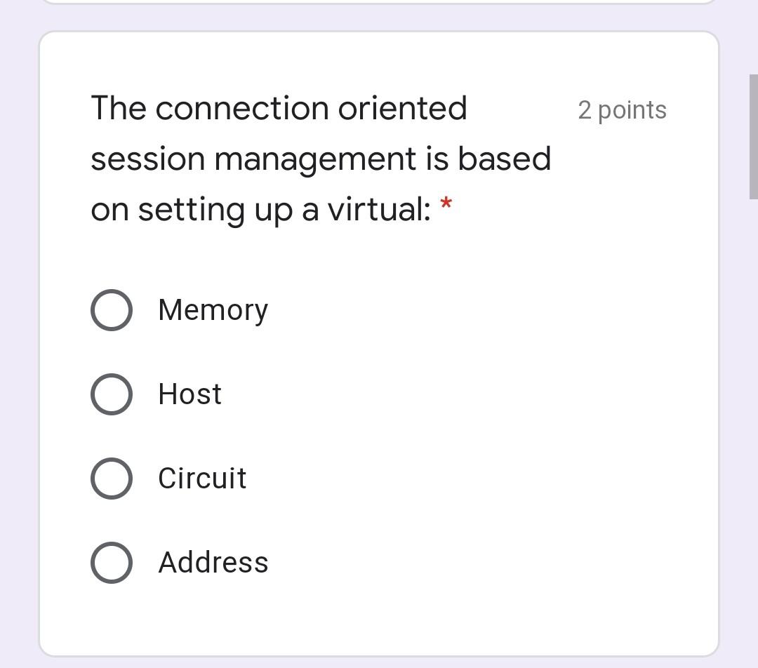 Solved The connection oriented 2 points session management | Chegg.com